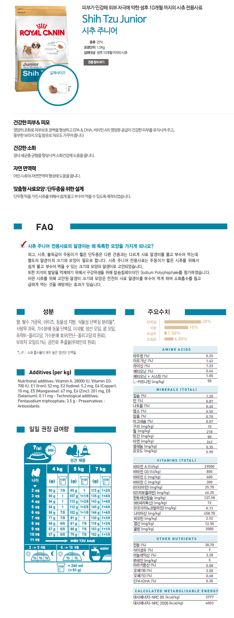 로얄캐닌 시츄 퍼피 1.5kg - 현대Hmall